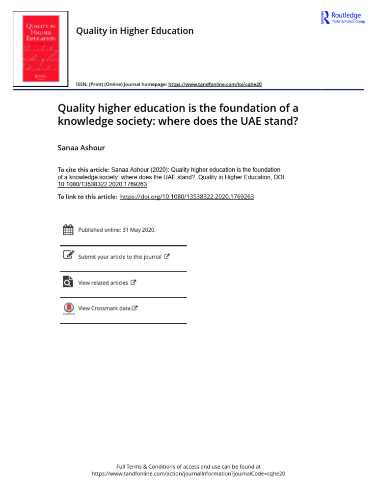 Quality Higher Education Is The Foundation of A Knowledge Society ...