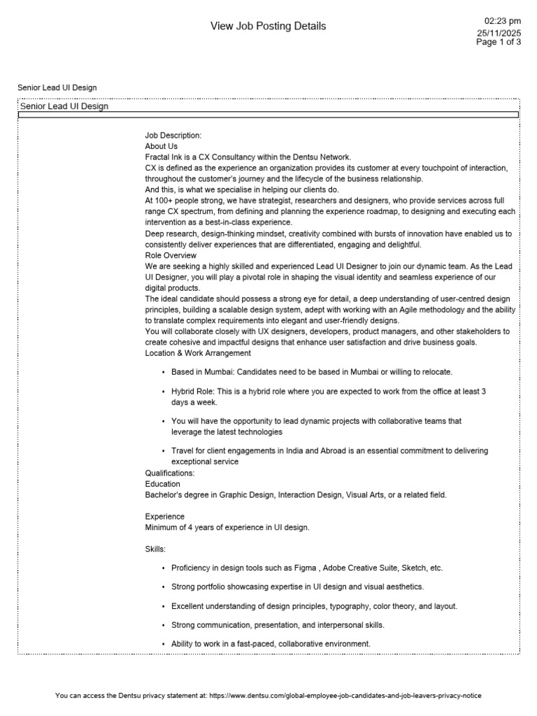 View Job Posting Details | PDF | User Interface Design | Usability