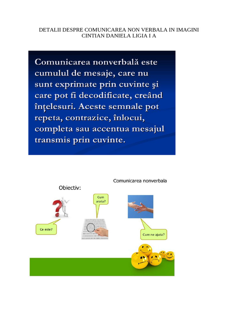 Detalii Despre Comunicarea Non Verbala in Imagini | PDF