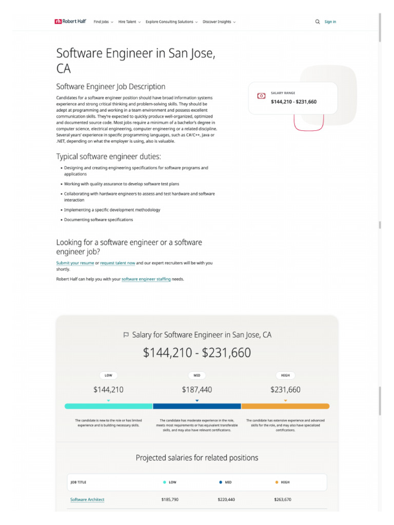 Software Engineer Salary San Jose