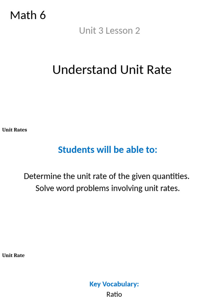 1 2 Slide Show Unit Rate | PDF | Ratio | Arithmetic