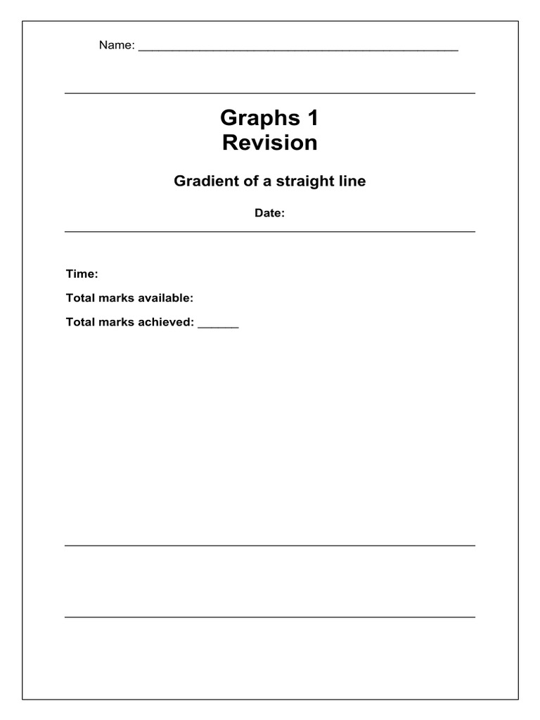 Graphs 1 Gradient of a Straight Line Revision 1 | PDF