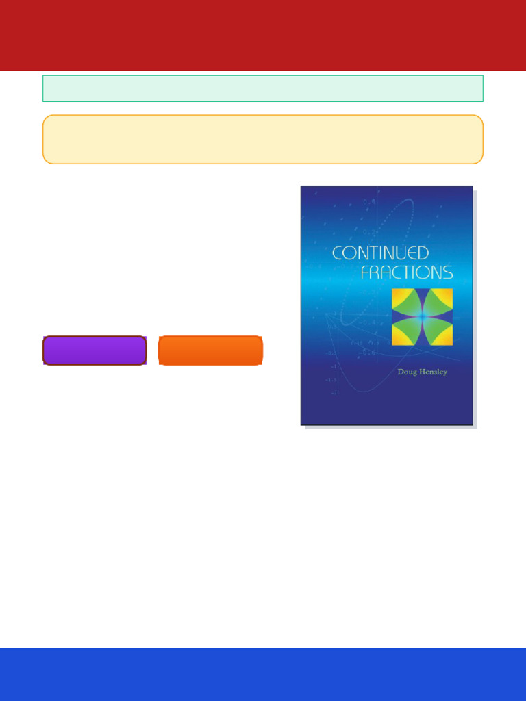 Continued Fractions Doug Hensley ebook remastered pdf | PDF | Numbers | Mathematics