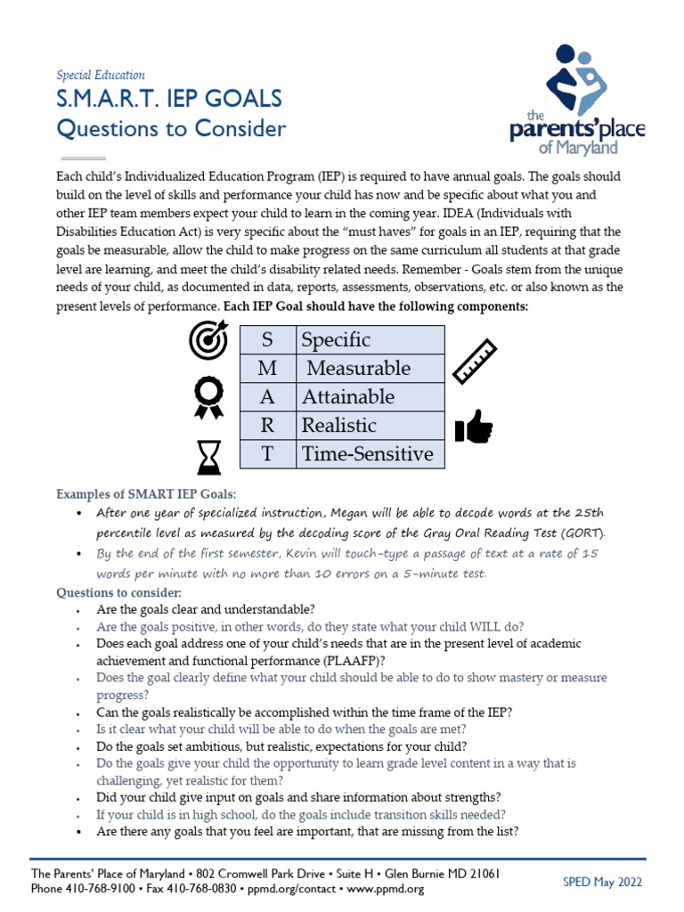Smart Iep Goals 5.2022 | PDF | Individualized Education Program ...