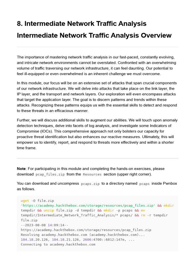 Intermediate Network Traffic Analysis Guide | PDF | Denial Of Service ...