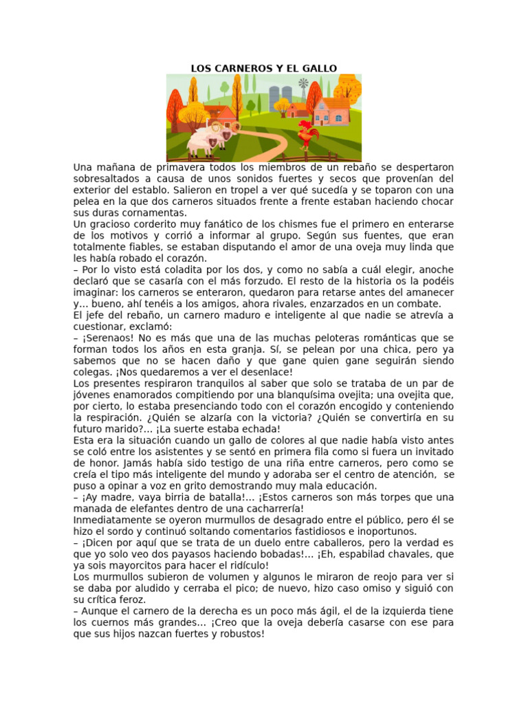 Carneros, gallo y lecciones de respeto | PDF | Amor | Rosa