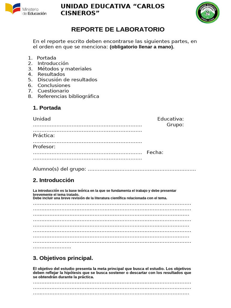 Estructura de un Reporte de Laboratorio | PDF | Hipótesis | Science