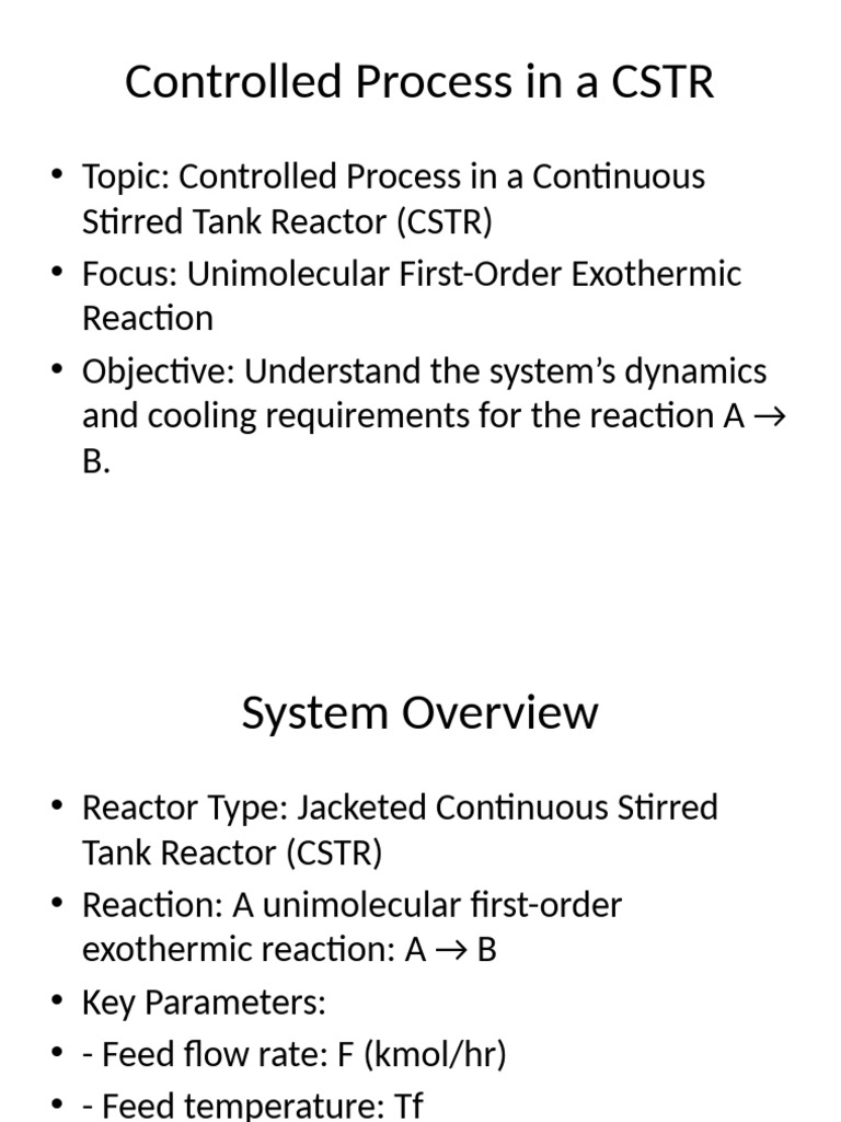 CSTR Exothermic Reaction Control Guide | PDF | Chemical Reactor ...