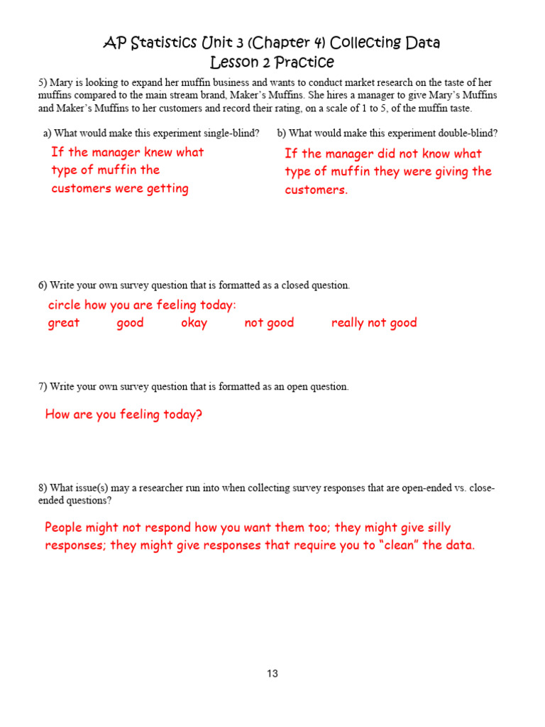 Lesson 3 Experimental Design Notes KEY | PDF | Experiment | Sampling ...