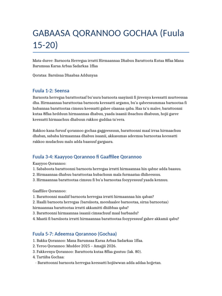Gabaasa Qorannoo Gochaa | PDF
