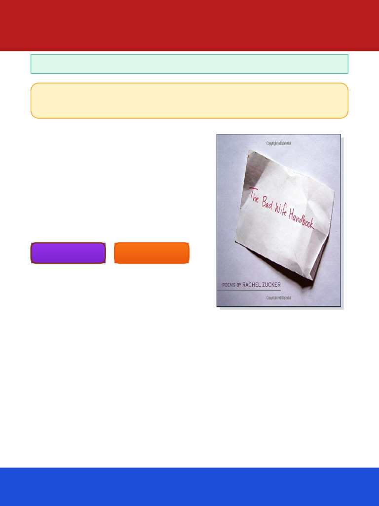 The Bad Wife Handbook First Edition Rachel Zucker Ebook Kindle & PDF ...