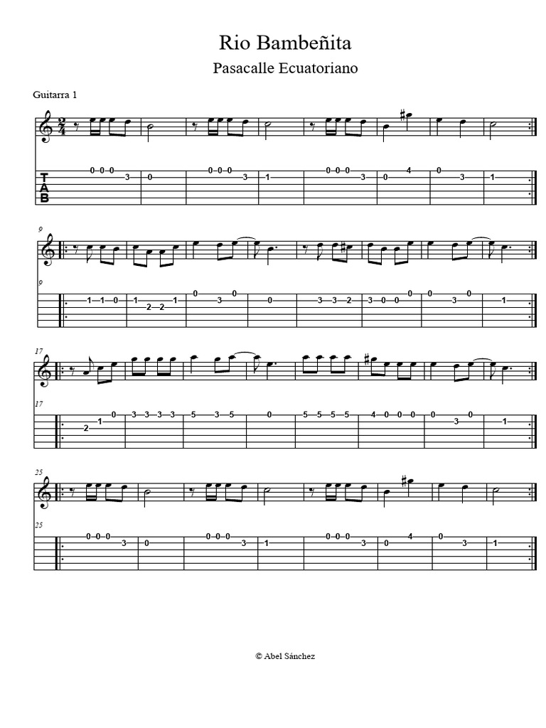 Rio Bambeñita Guitarra 1 Tab | PDF