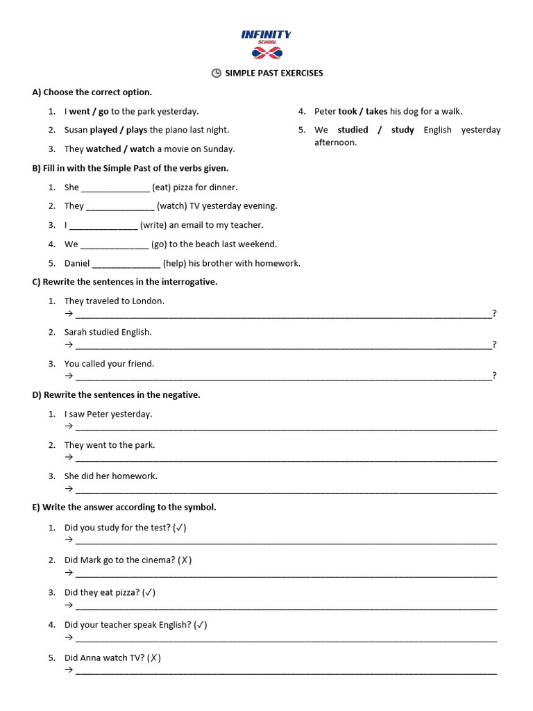 Simple Past Tense Exercises Guide | PDF