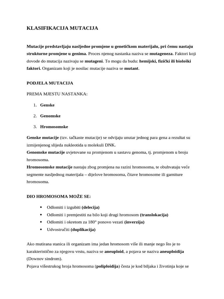 23 Klasifikacija-Mutacija | PDF