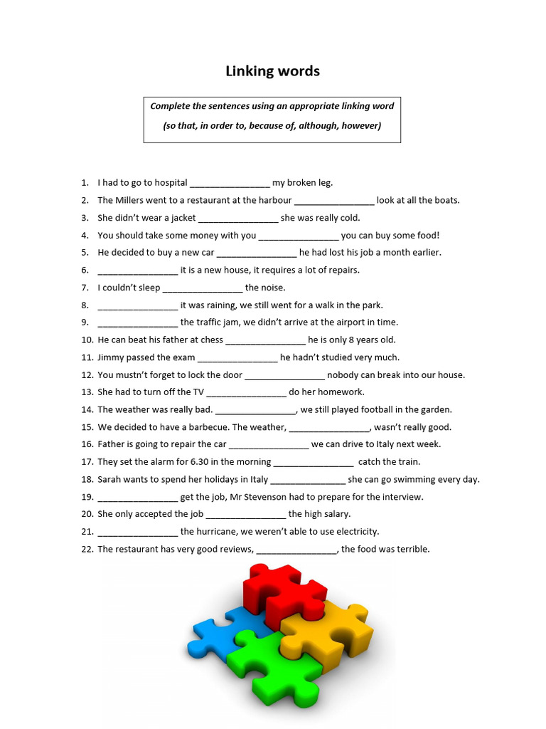 Linking Words Grammar Drills Grammar Guides 110584 | PDF