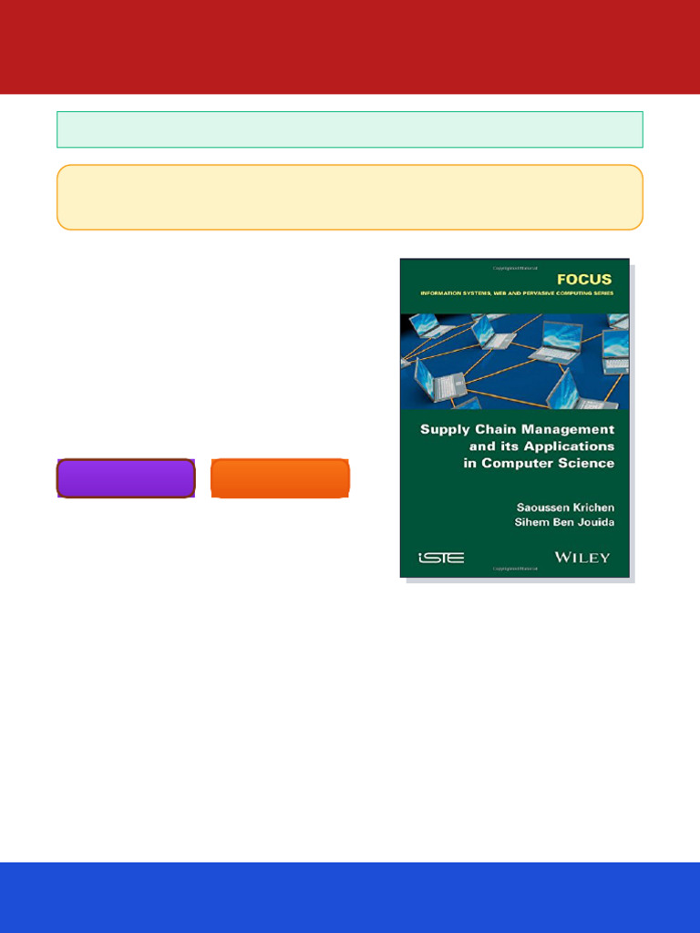 Supply Chain Management and Its Applications in Computer Science 1st ...