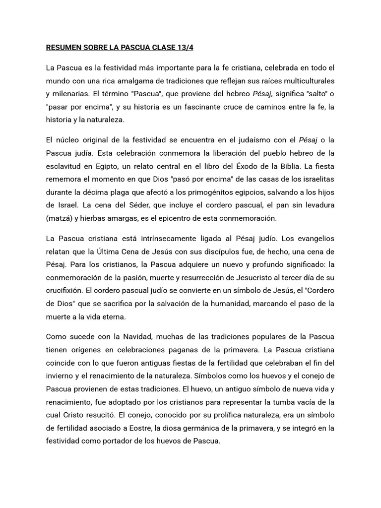 Significado y Tradiciones de la Pascua | PDF | Pascua | Pascua de ...