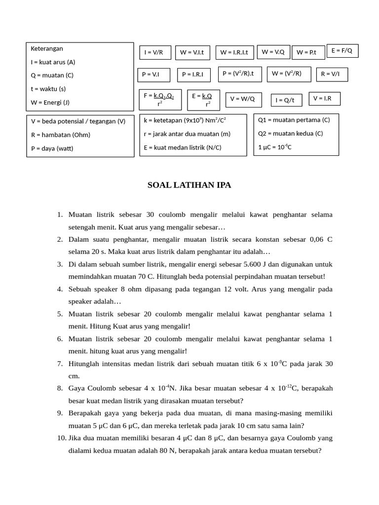 Soal Latihan Listrik Dinamis | PDF