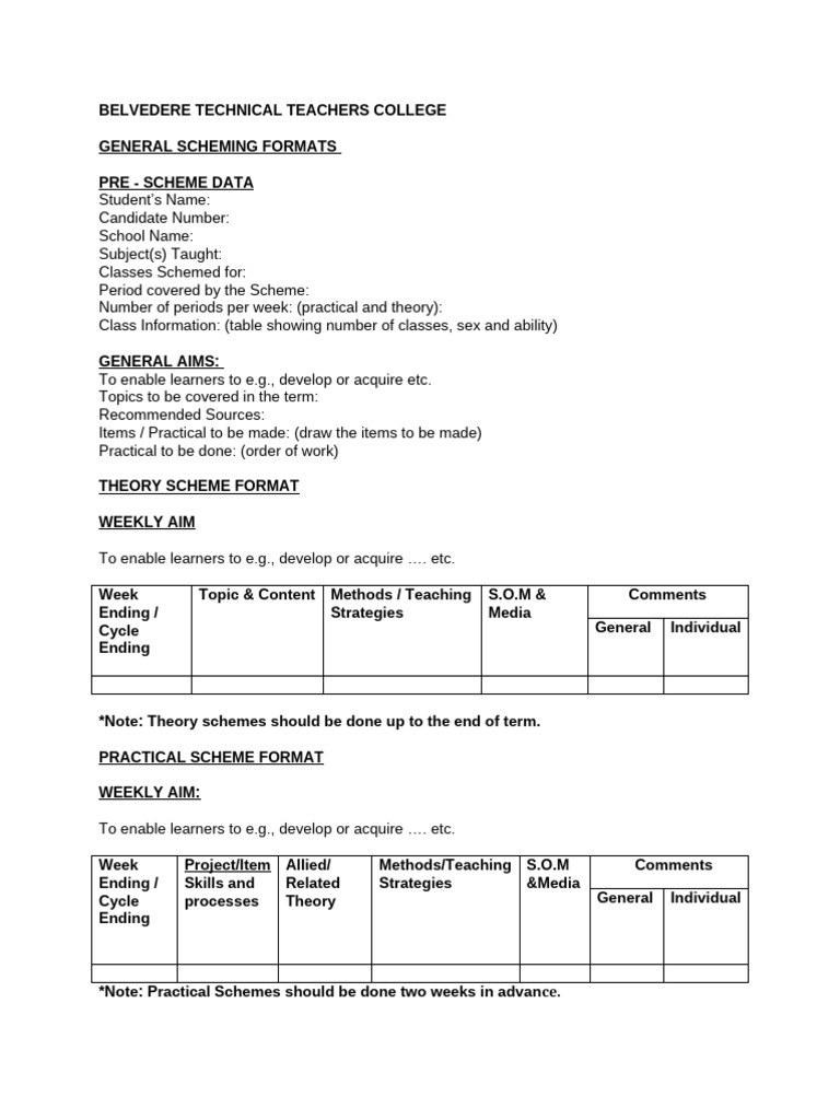Belvedere College Teaching Scheme Guide | PDF