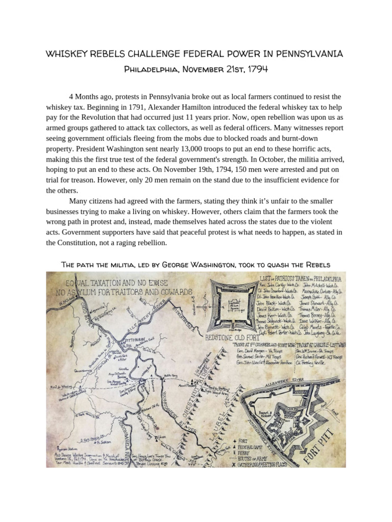Whiskey Rebellion: Farmers vs. Federal Power | PDF