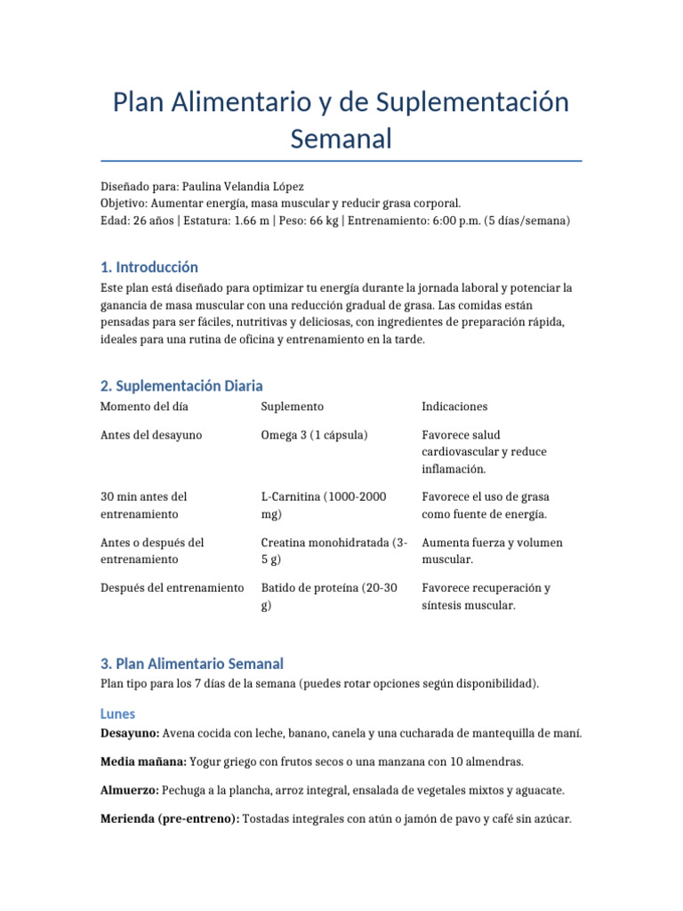 Plan Alimentario Pau | PDF | Almuerzo | Cocina