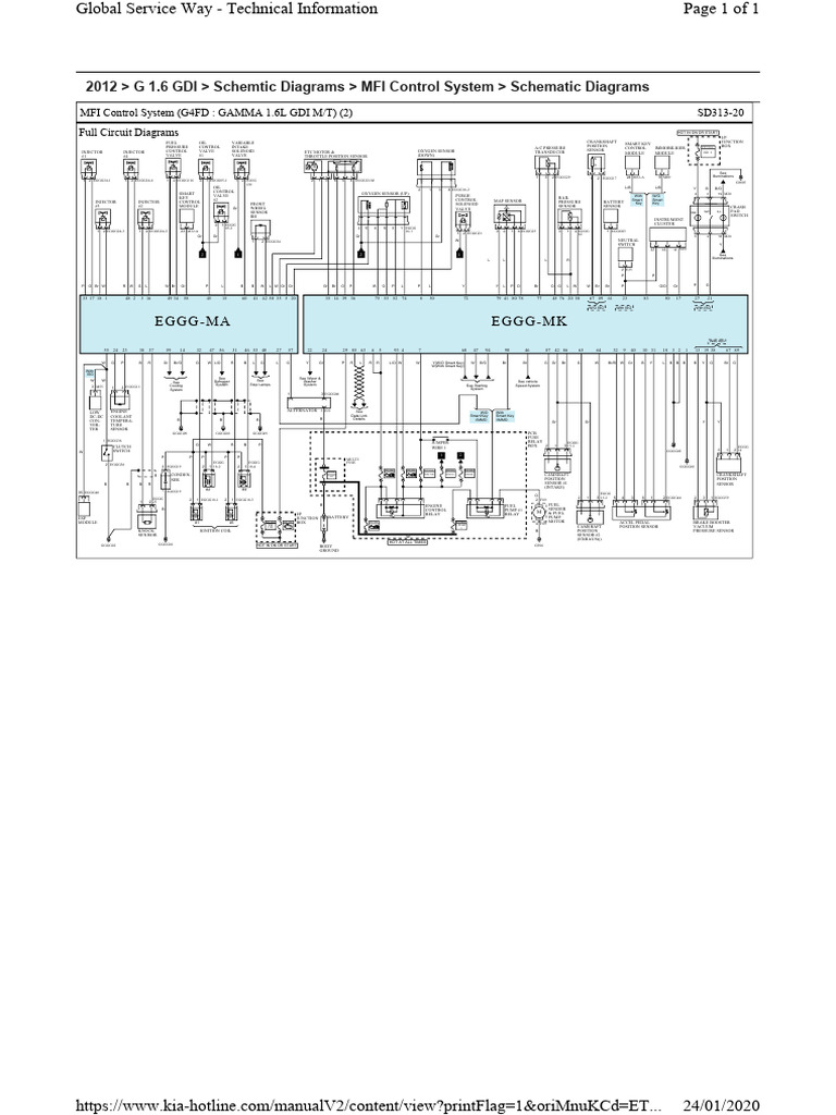 2012 RIO G 1.6 GDI-MT-DIAGRAM | PDF | Fuel Injection | Rotating Machines