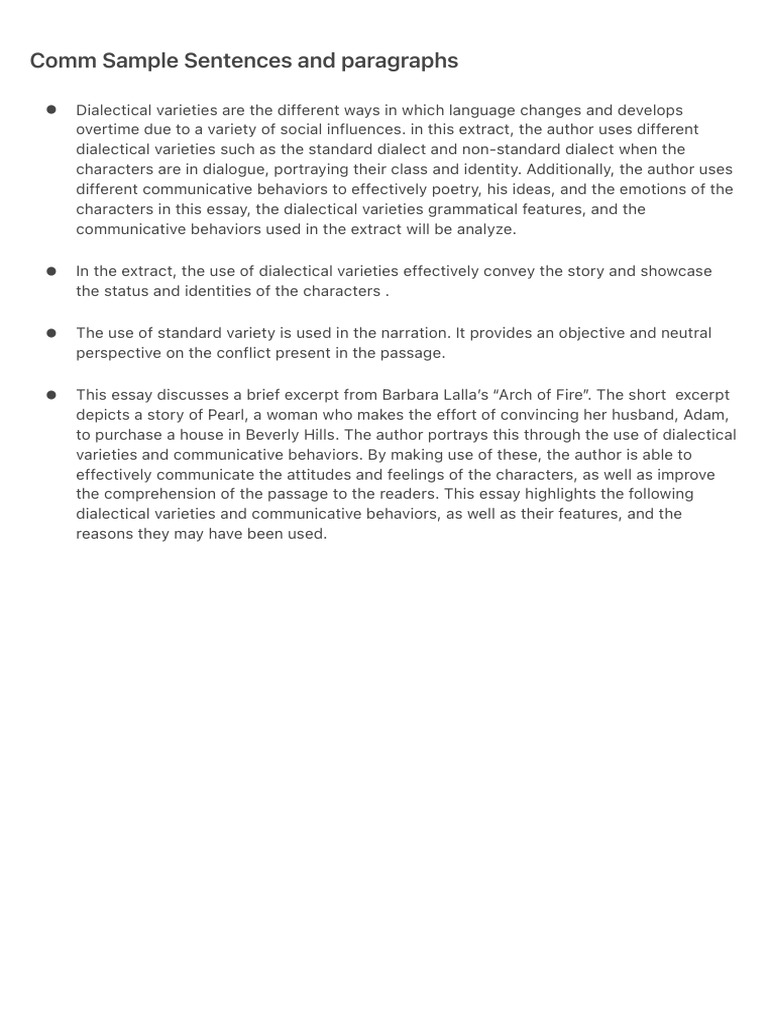 Comm Sample Sentences and Paragraphs | PDF
