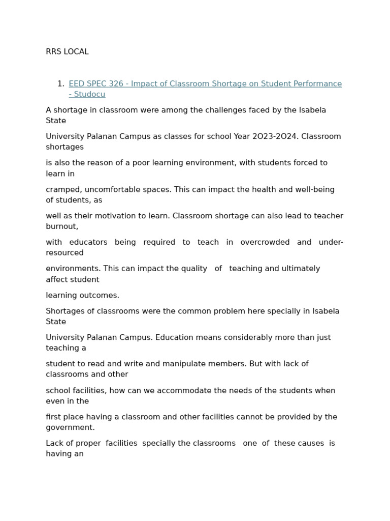 RRS LOCAL | PDF | Classroom | Teachers