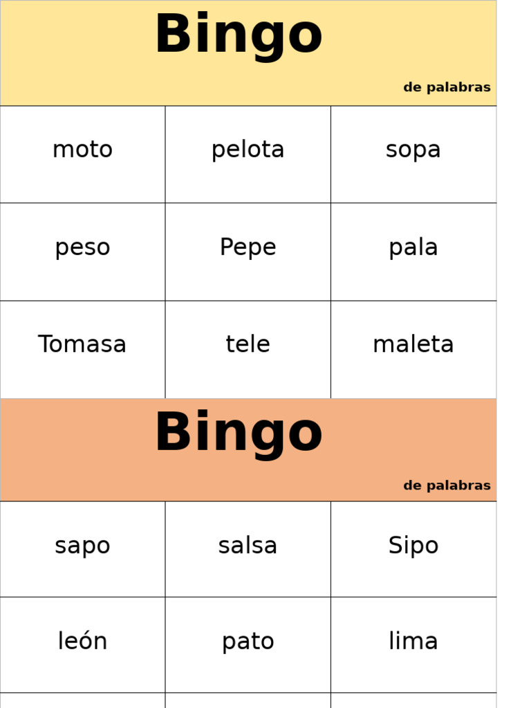 Bingo de Palabras: Lista de Términos Diversos | PDF