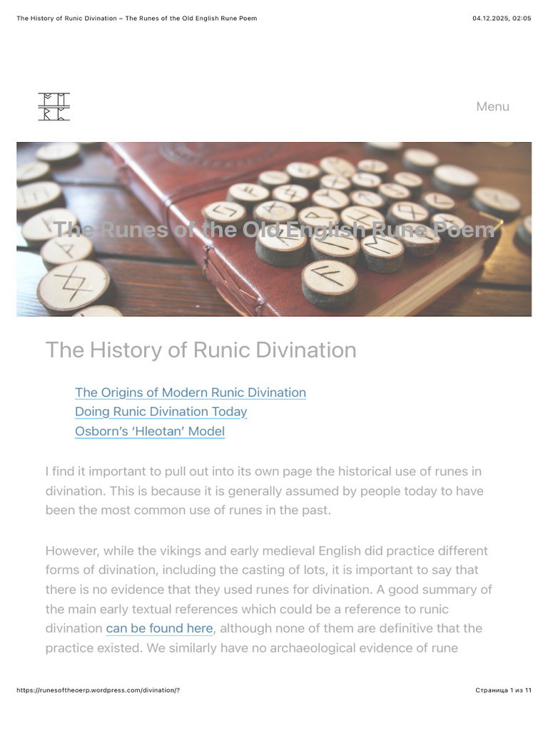 The History of Runic Divination – the Runes of the Old English Rune ...