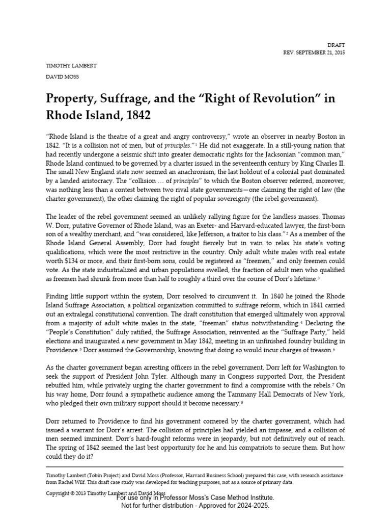Rhode Island Suffrage and Revolution, 1842 | PDF | Rhode Island ...