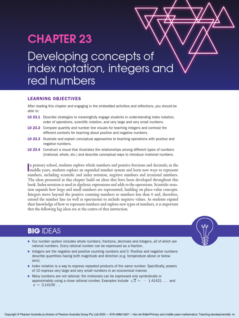 Chapter 23 Developing Concepts of Index Notation Integers and Real Num ...