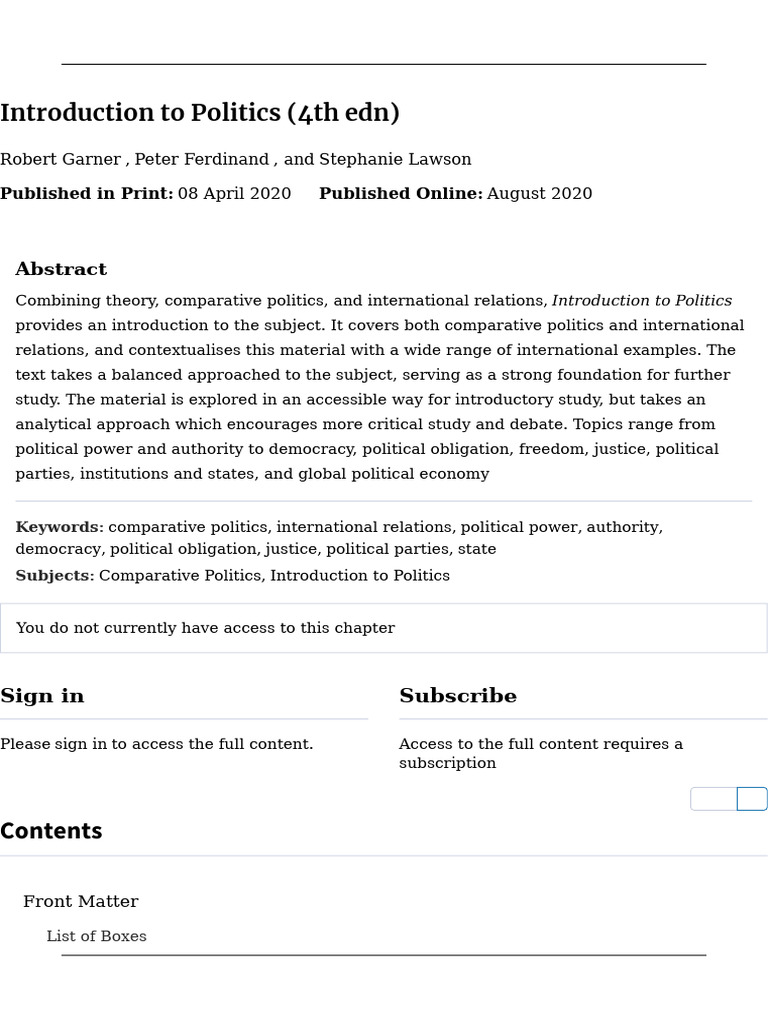 Introduction to Politics Overview | PDF