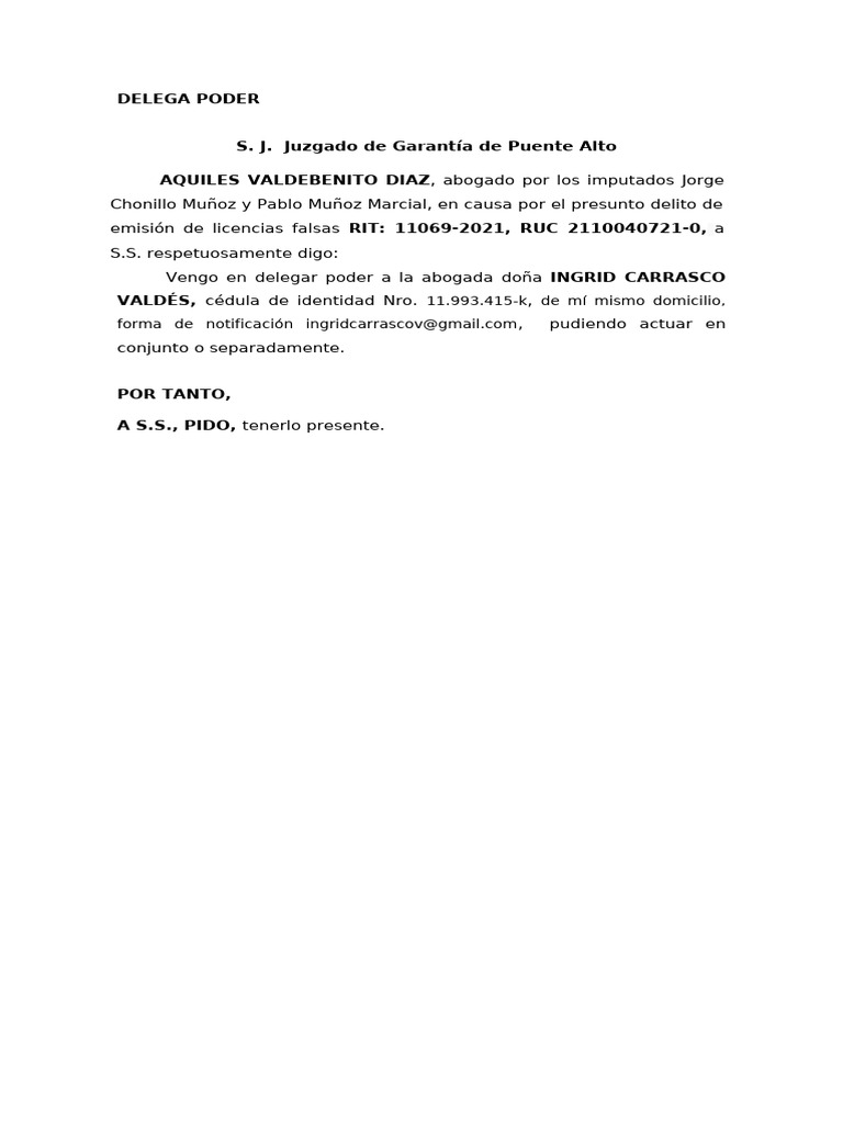 11069-2021 Delega Poder Jorge Chonillo | PDF
