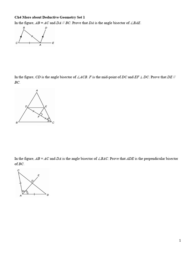 Deductive Geometry Problems and Proofs | PDF | Triangle | Perpendicular
