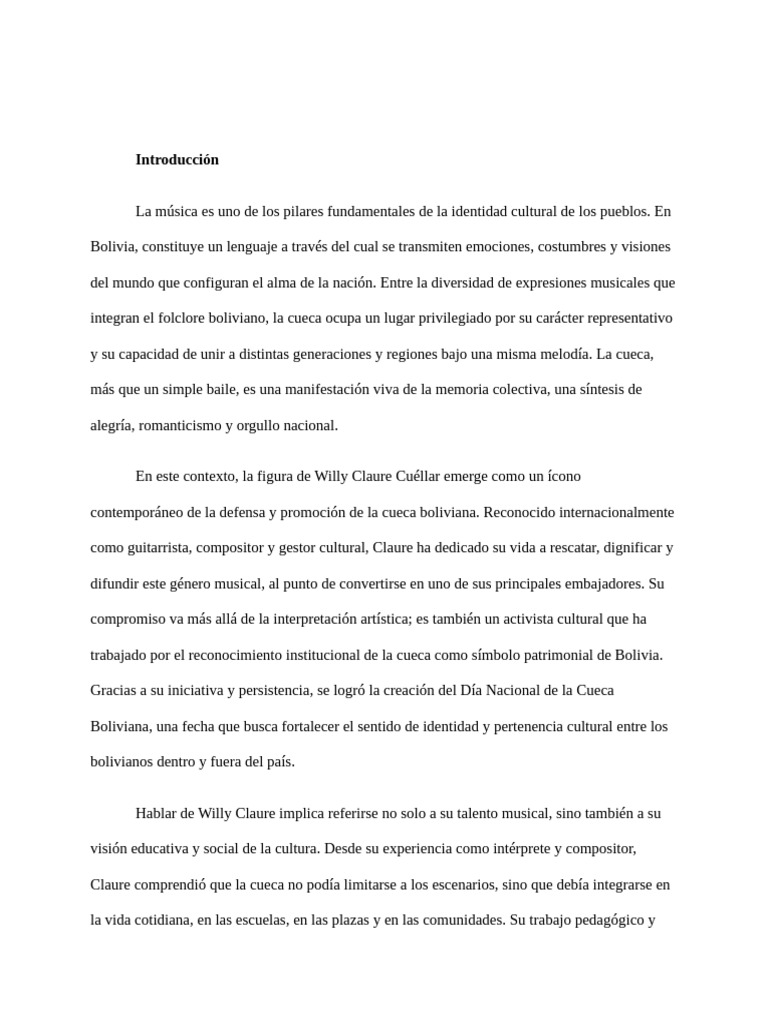 Monografía de Willy Claure | PDF | Bolivia | Bailes