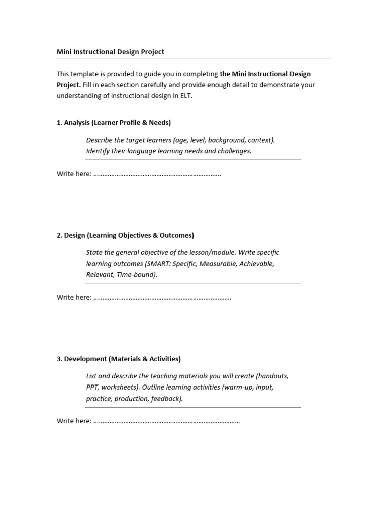 Mini Instructional Design Project Template | PDF