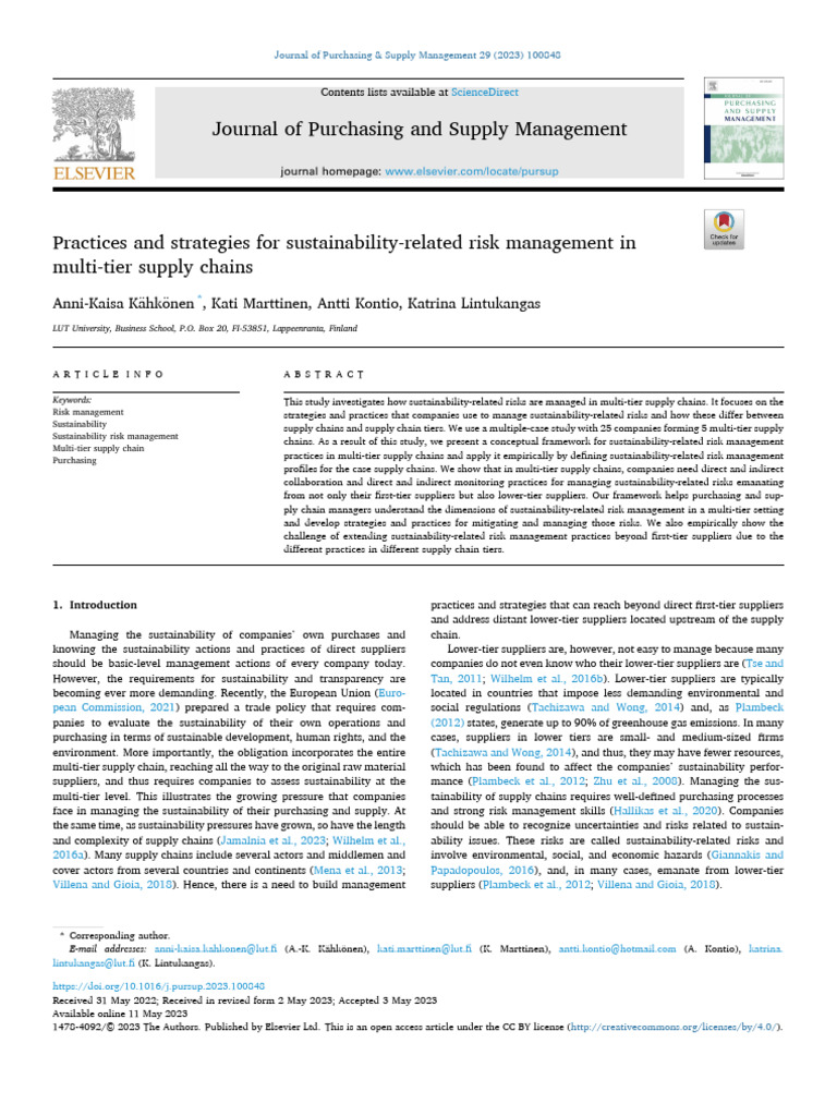 Practices and Strategies For Sustainability-Related Risk Management ...