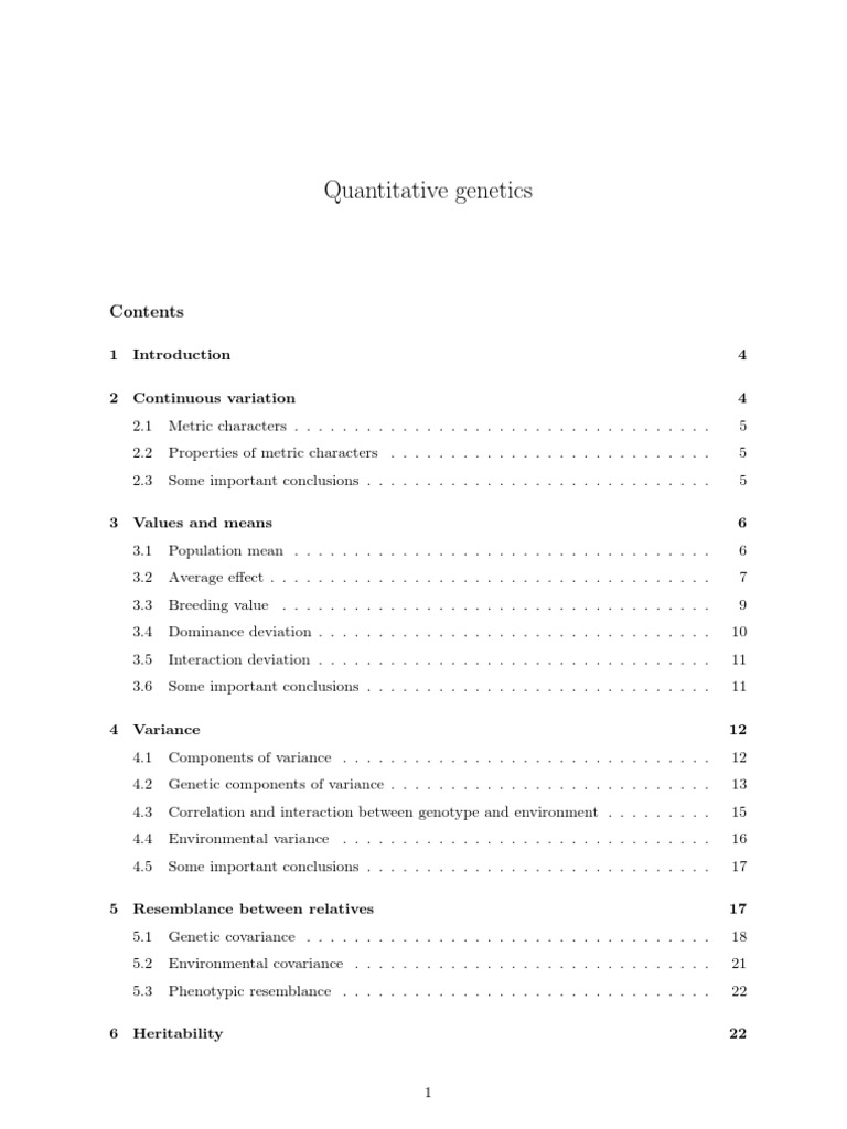 Quantitative Genetics | PDF | Heritability | Dominance (Genetics)