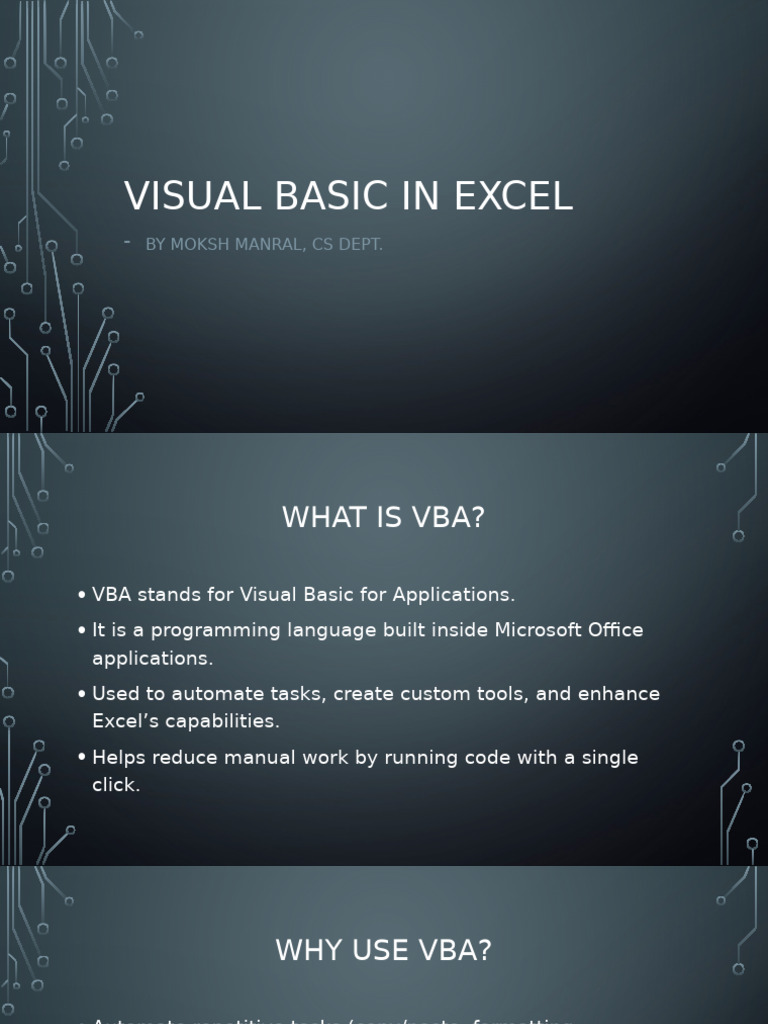 Visual Basic in Excel | PDF