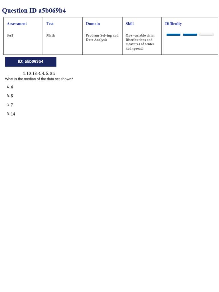 SAT Math Problem-Solving Assessments | PDF | Sat | Data Analysis