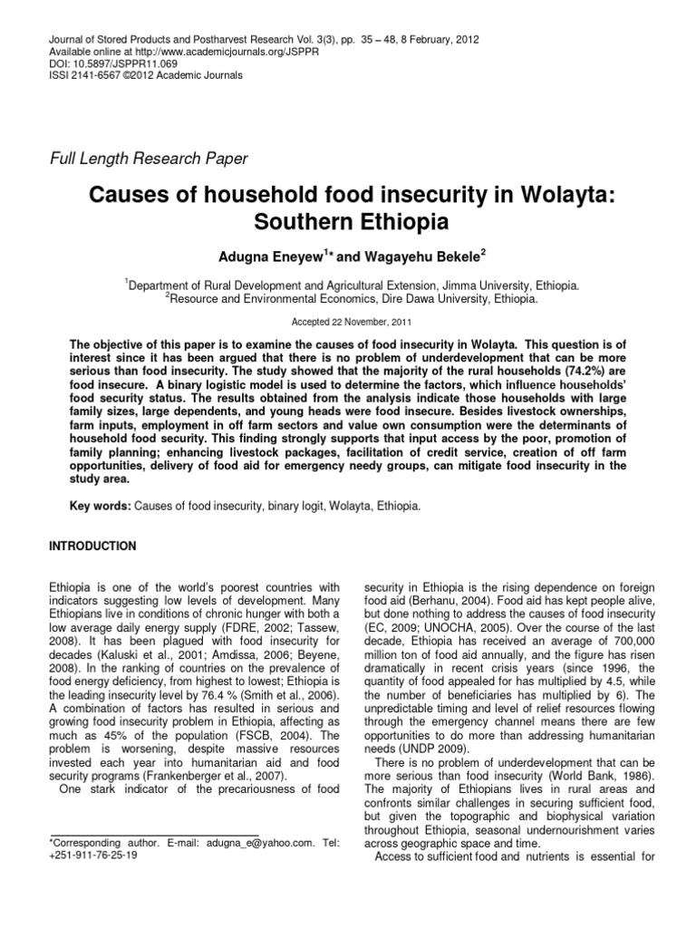 Causes of Food Insecurity in Wolayta | PDF | Food Security | Logistic ...