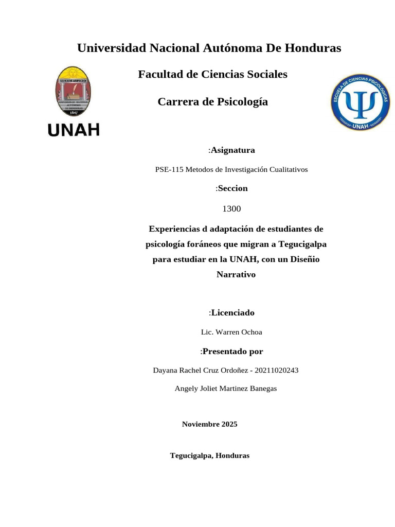Adaptación de Estudiantes Foráneos en UNAH | PDF | Las emociones ...