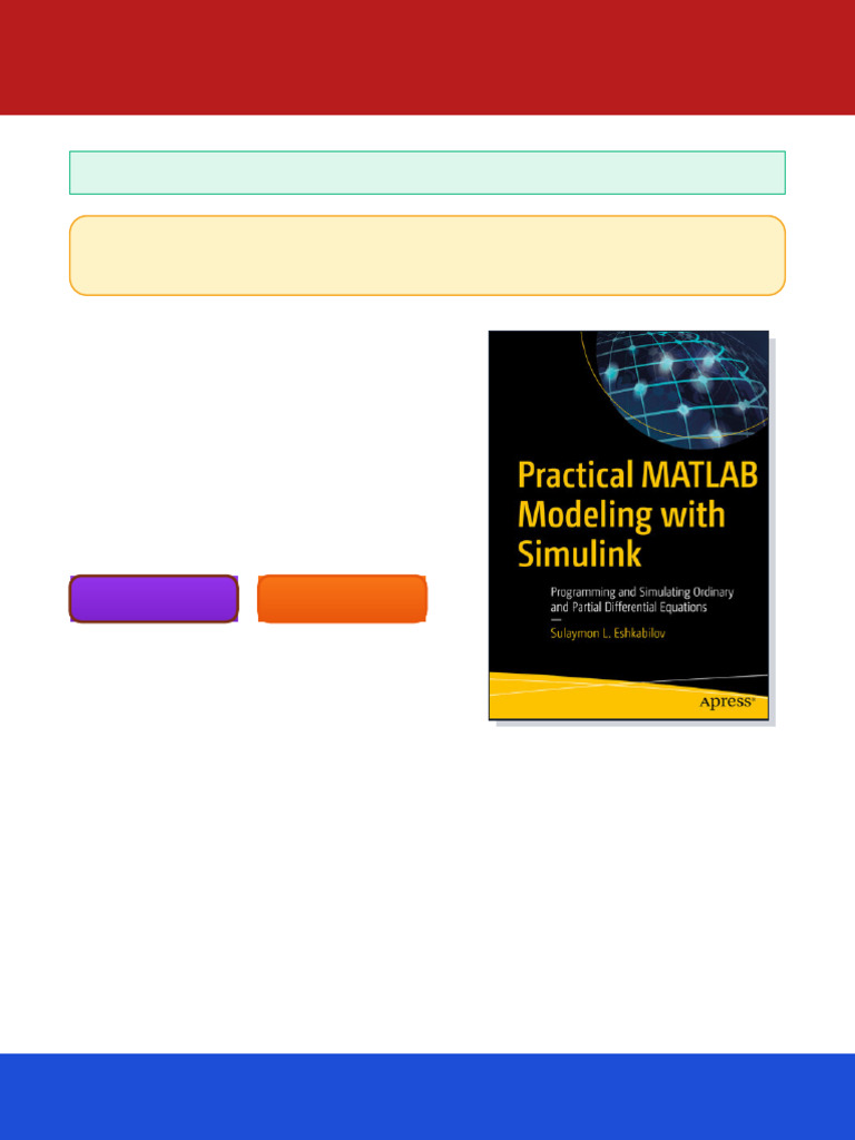 Practical MATLAB Modeling with Simulink: Programming Ordinary and Partial Differential Equations ...