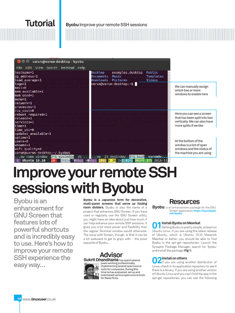 Enhance SSH with Byobu Tutorial | PDF | Menu (Computing) | Computer ...