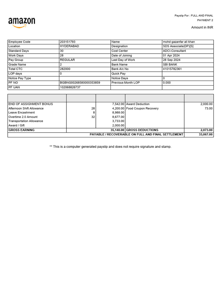 203151793_full and Final Payment 2 | PDF | Payments | Employment ...