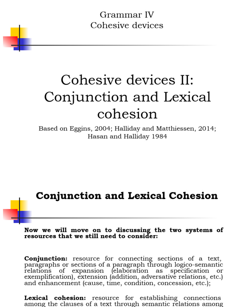 PPt 12 Cohesive Devices II- Conjunction-Lexical Cohesion Without Keys ...