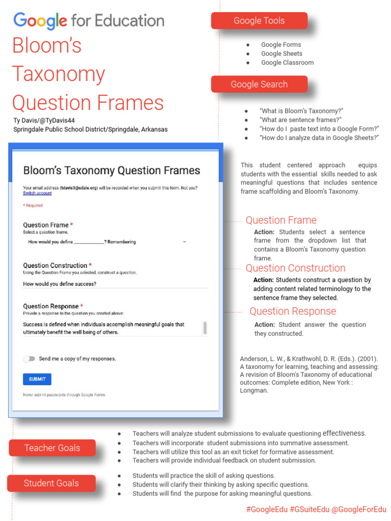 Google Forms Blooms Taxonomy Question Frames Ty Davis | PDF | Cognition ...
