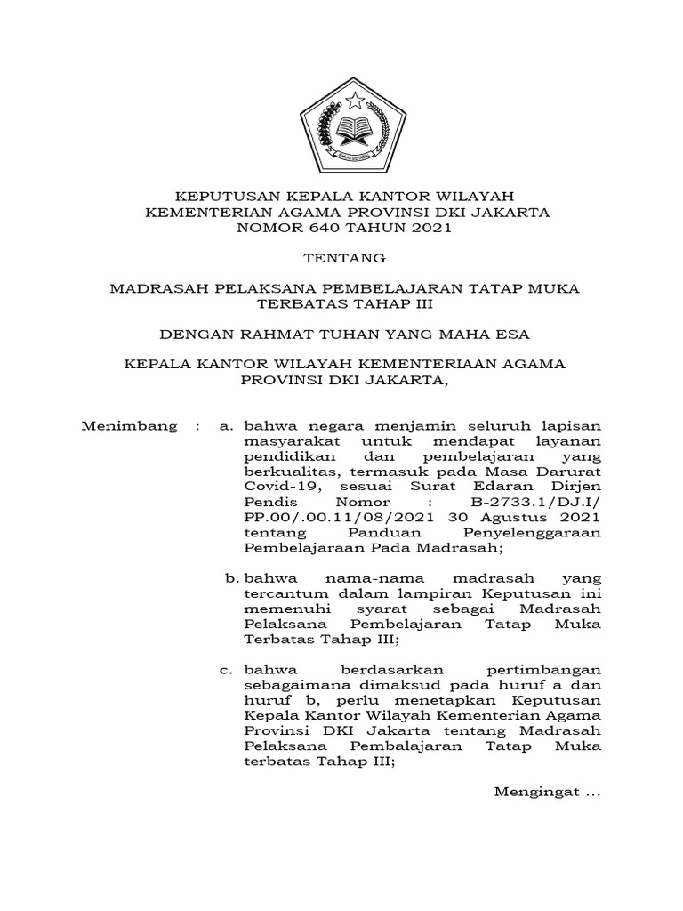 Sk Ptm Tahap III Mdarasah Jkt | PDF