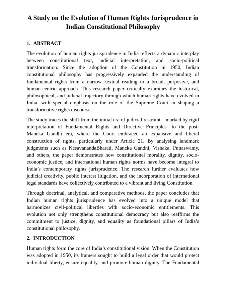 Evolution of Human Rights in India | PDF | Human Rights | Egalitarianism